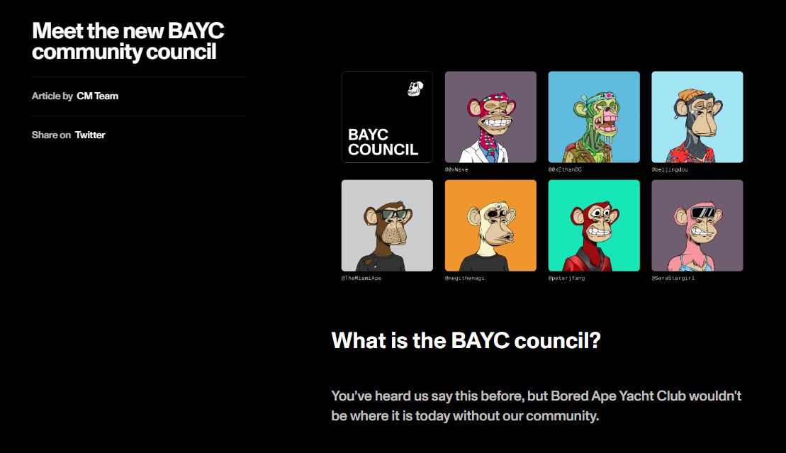 BAYC NFT 7명의 홀더로 구성된 커뮤니티 협의회 출범 - 코인판뉴스